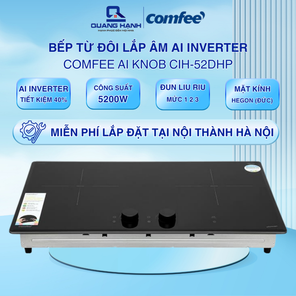 Miễn phí lắp nội thành Hà Nội - Bếp từ đôi lắp âm AI Inverter Comfee AI ...