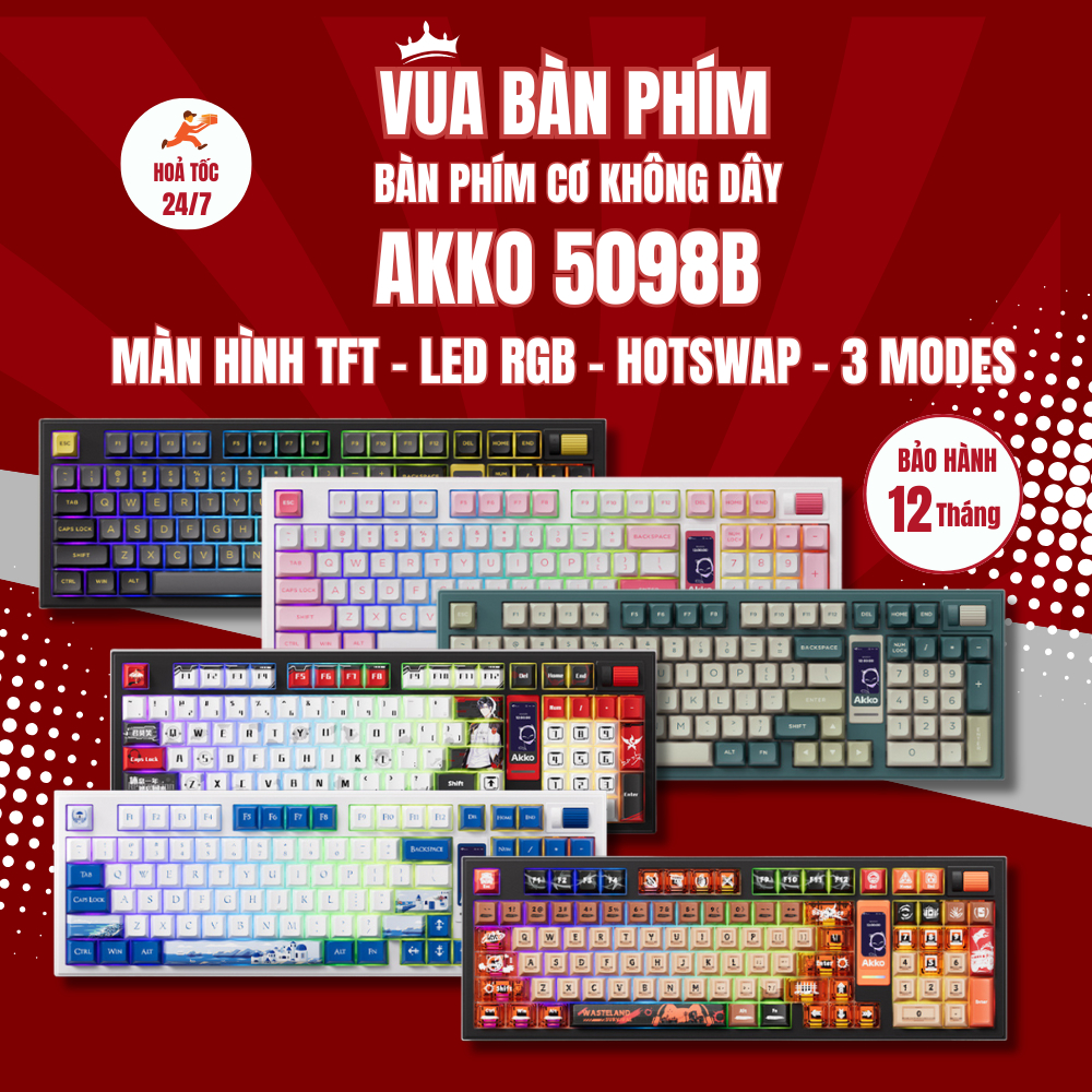[HÀNG SẴN ] Bàn phím cơ không dây Akko 5098 | 5098B mạch xuôi, 3 mode ...