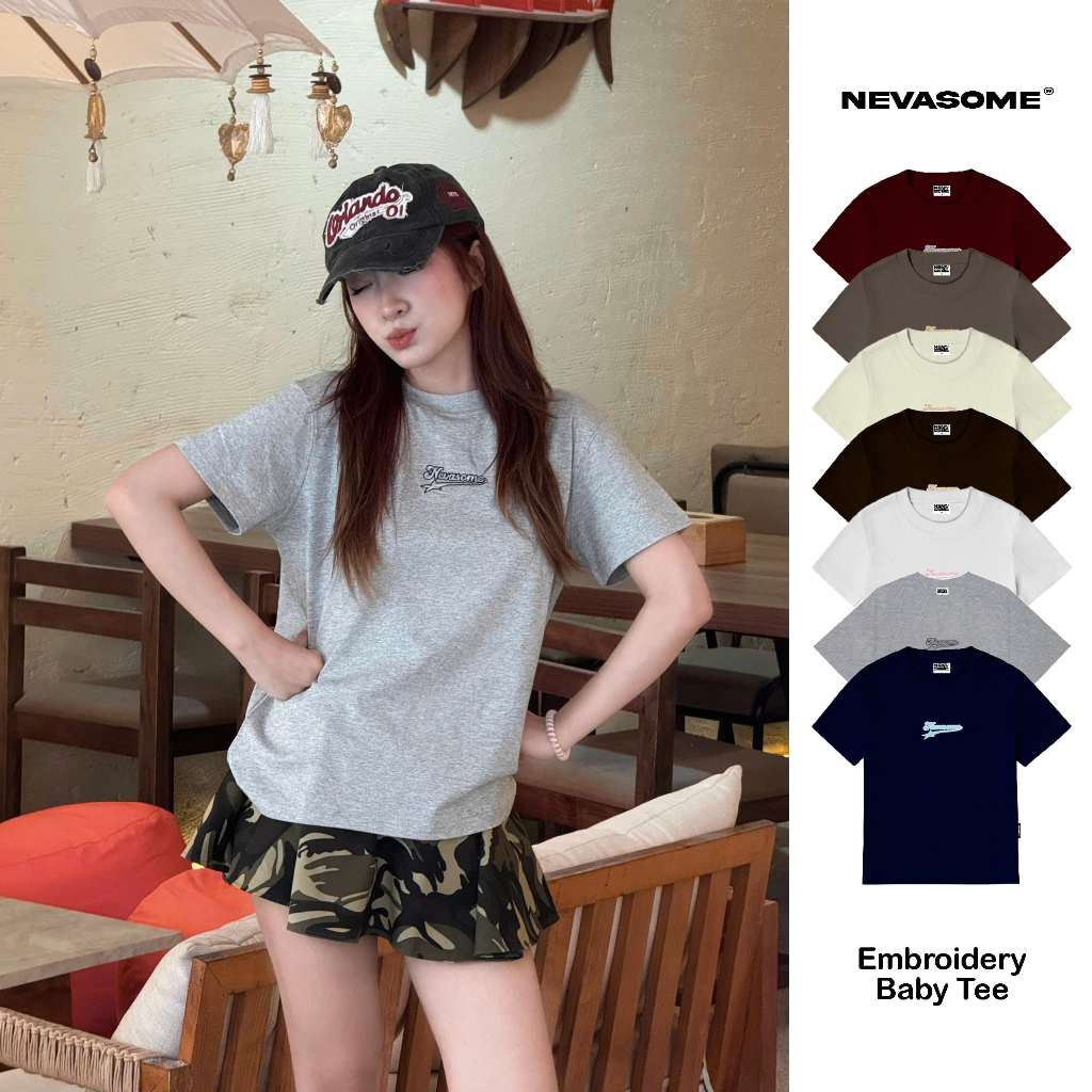 Áo Thun Baby Tee Thêu Họa Tiết Local Brand NEVASOME Basic Cotton 230 ...