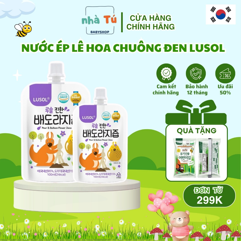 Nước ép lê Lusol rễ hoa chuông đen nguyên chất hữu cơ cho bé từ 6 tháng ...
