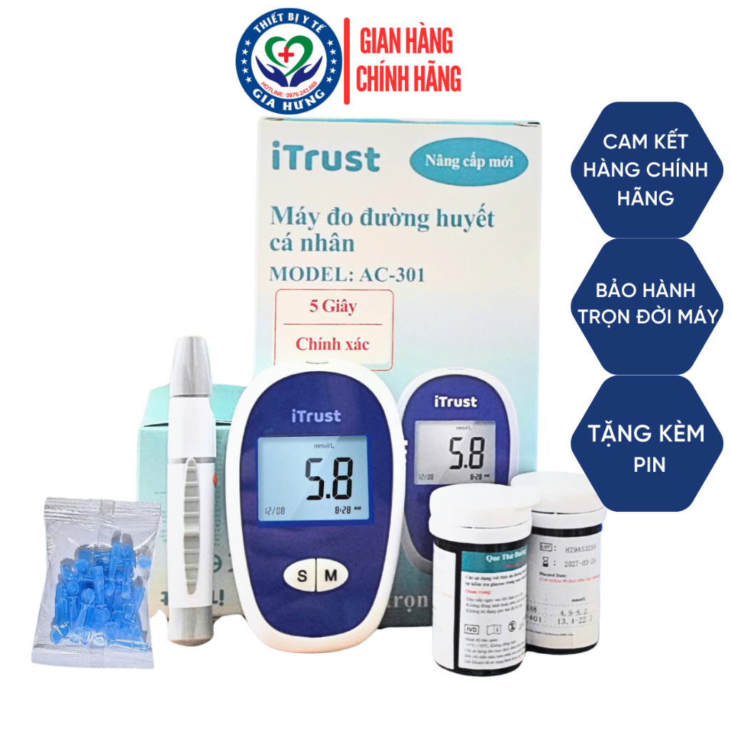 [TRỌN BỘ] Máy đo đường huyết iTrust AC-301 - Hàng Chính Hãng | Shopee Việt Nam