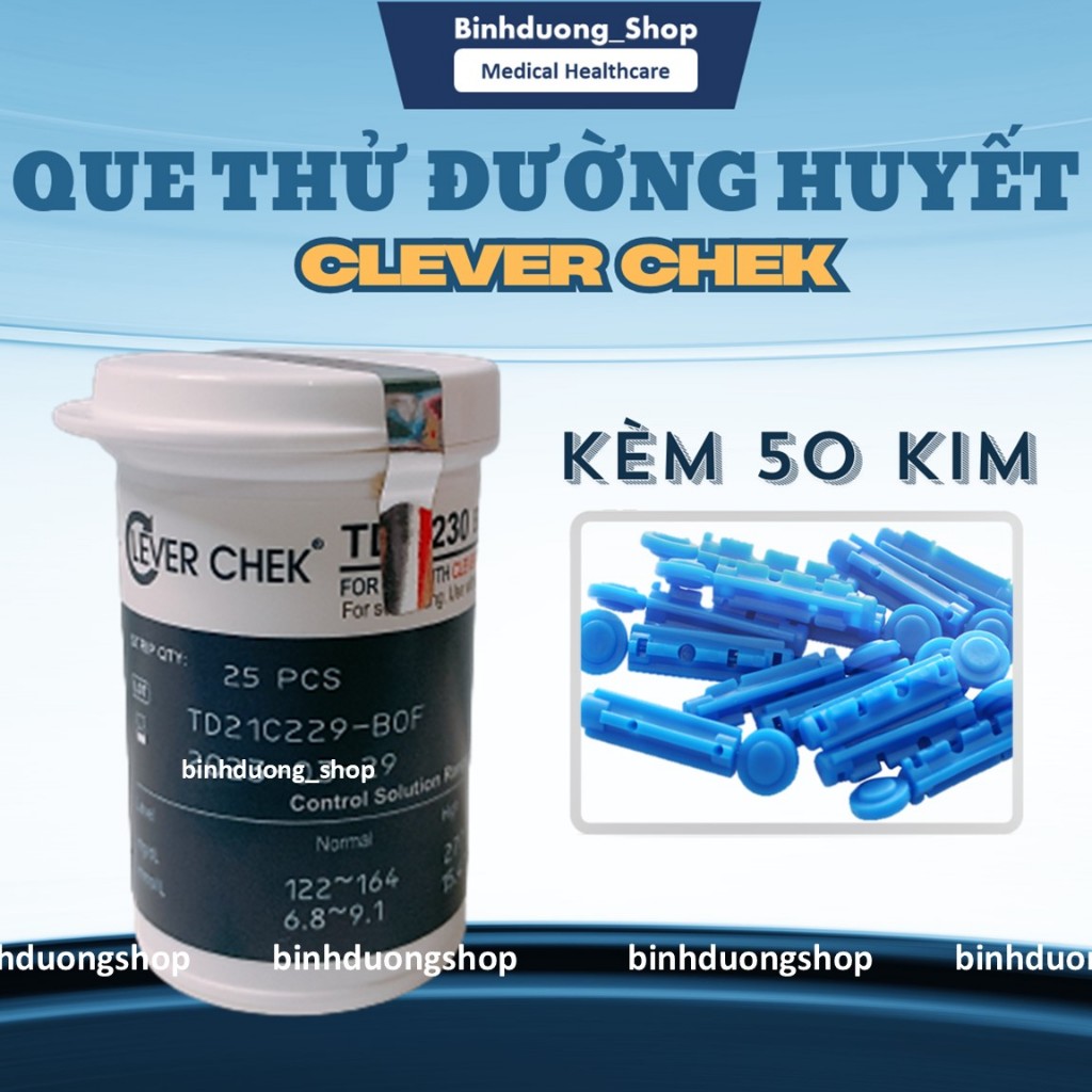 Que thử đường huyết Clever Chek TD4230 mẫu mới không mã code (lọ 25 que ...