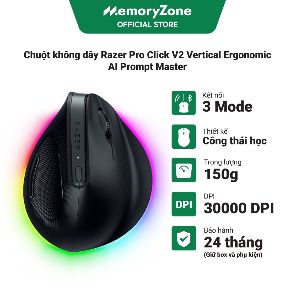 Chuột không dây Razer Pro Click V2 Vertical Ergonomic AI Prompt Master ...