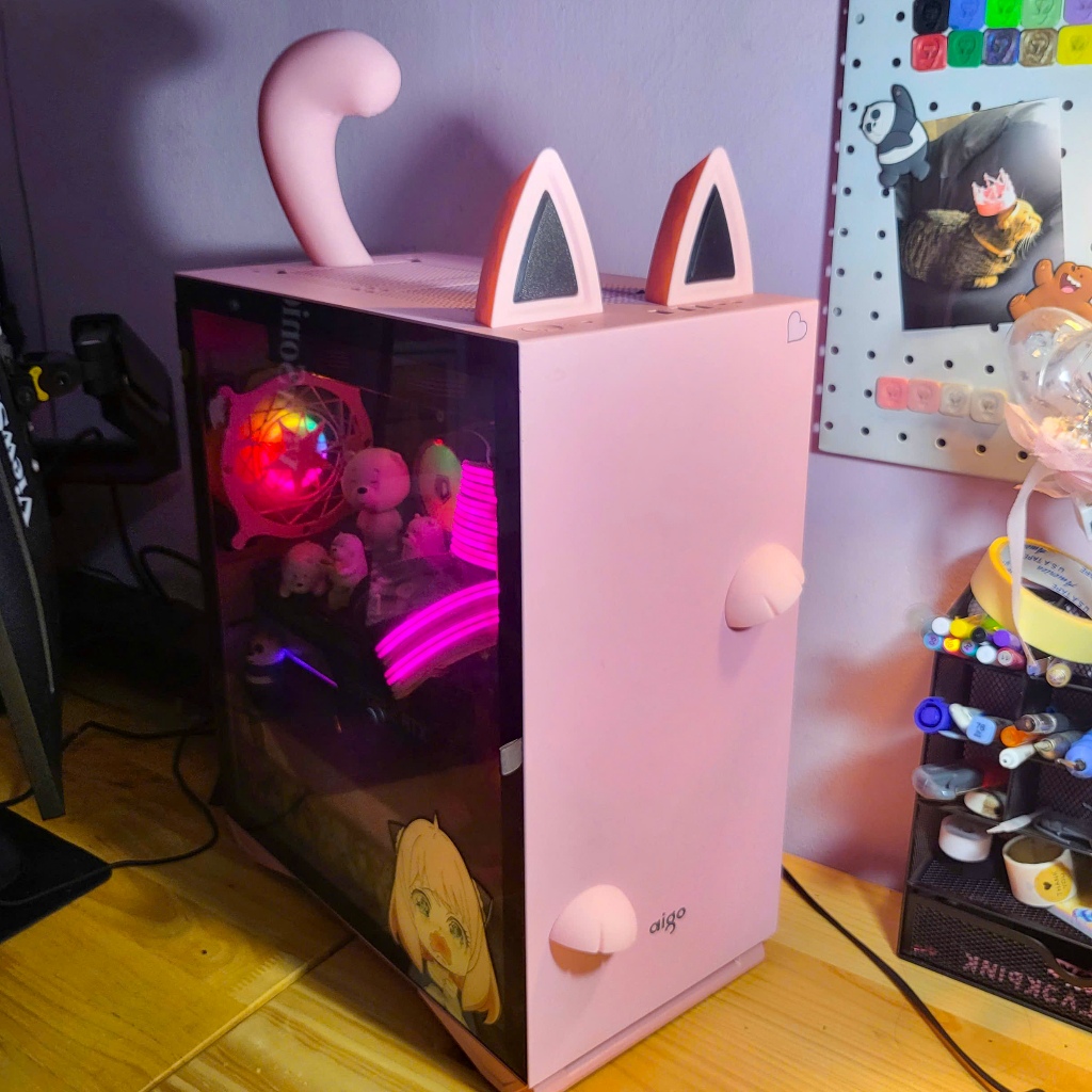 Set trang trí vỏ case PC máy tính hình mèo dễ thương | Shopee Việt Nam