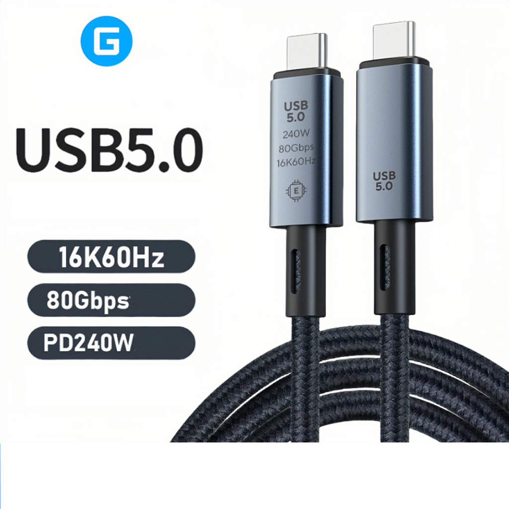 Cáp Thunderbolt 5 USB 5.0 TypeC to TypeC truyền hình ảnh PD 240W 80Gbps ...