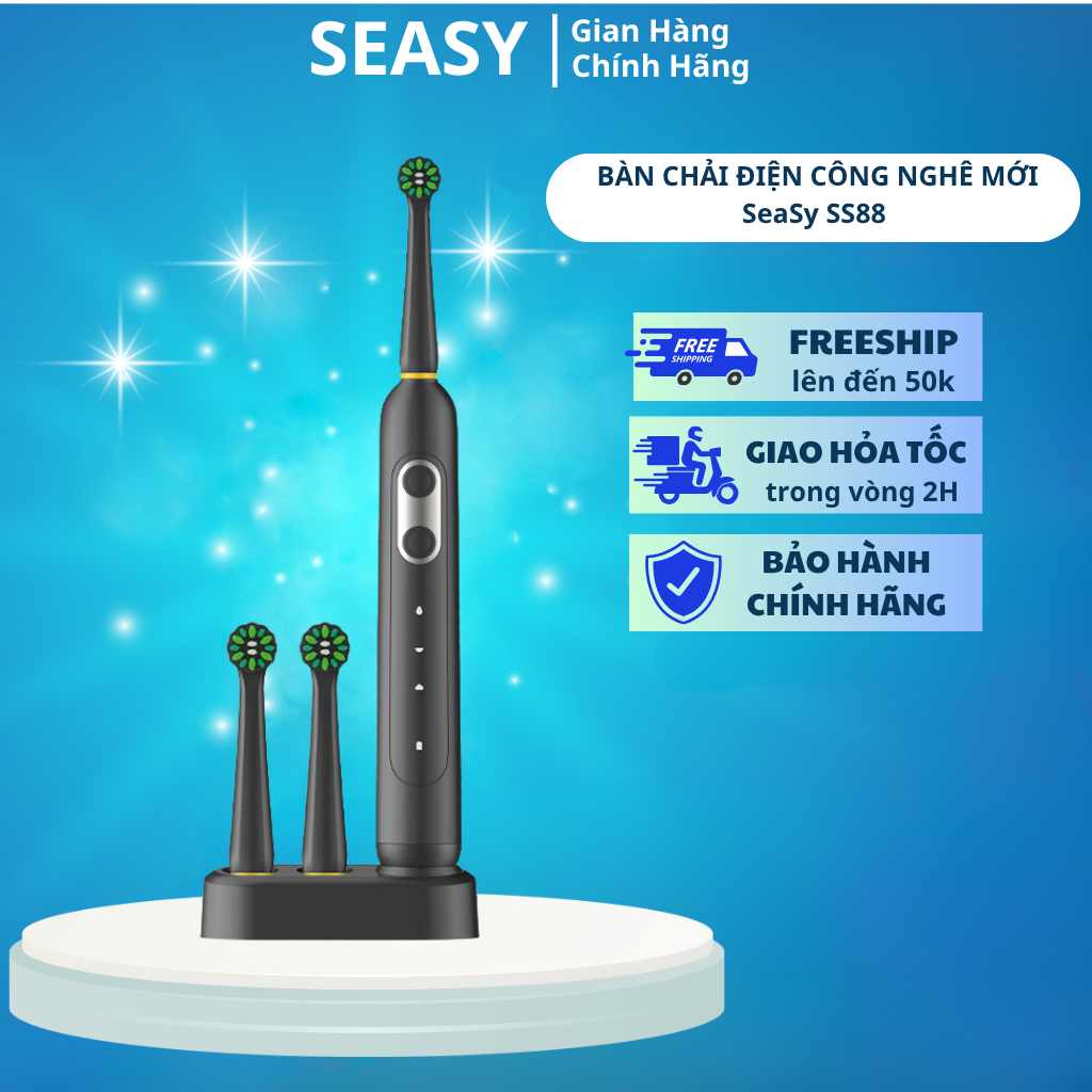 Bàn đánh răng điện SeaSy SS88 - làm sạch mảng bám tới 10X với công nghệ ...