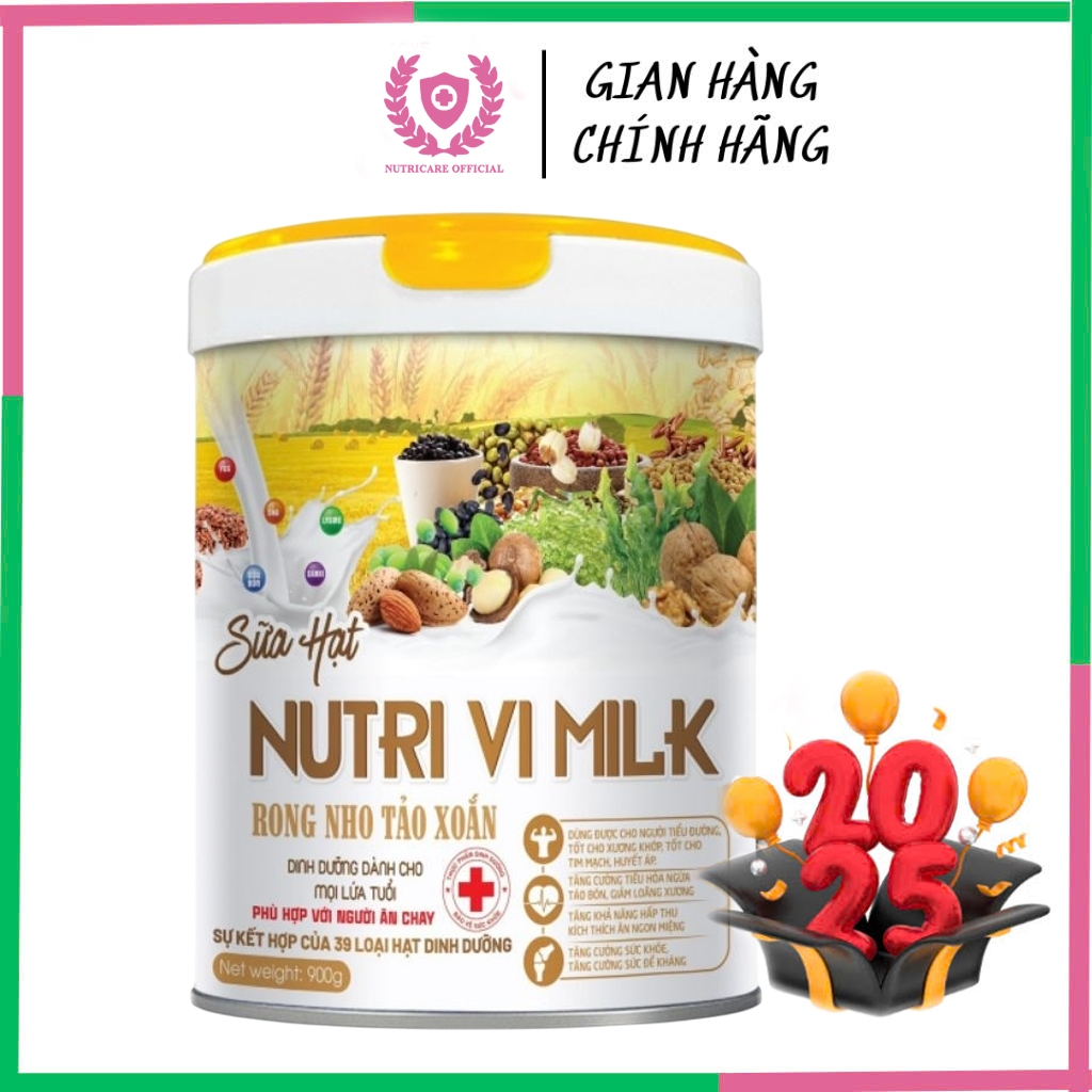 (Mua 1 Tặng 1) Thùng 2 lon sữa hạt Nutri Vi Milk Rong Nho Tảo Xoắn 900g ...