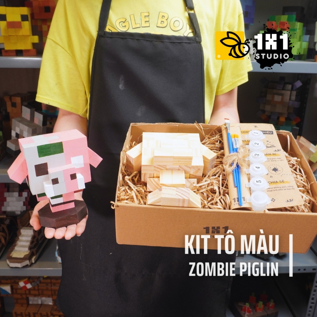 KIT Tự Tô Màu Mô Hình Gỗ Minecraft Zombie Piglin (DIY) | Shopee Việt Nam