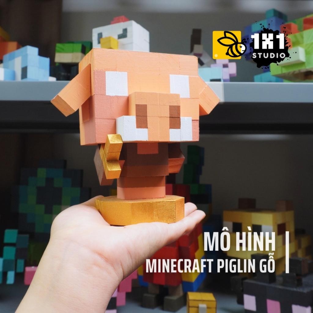 Mô Hình Gỗ Minecraft Piglin | Sx Thủ Công | Quà Tặng Trưng Bày Sưu Tập ...