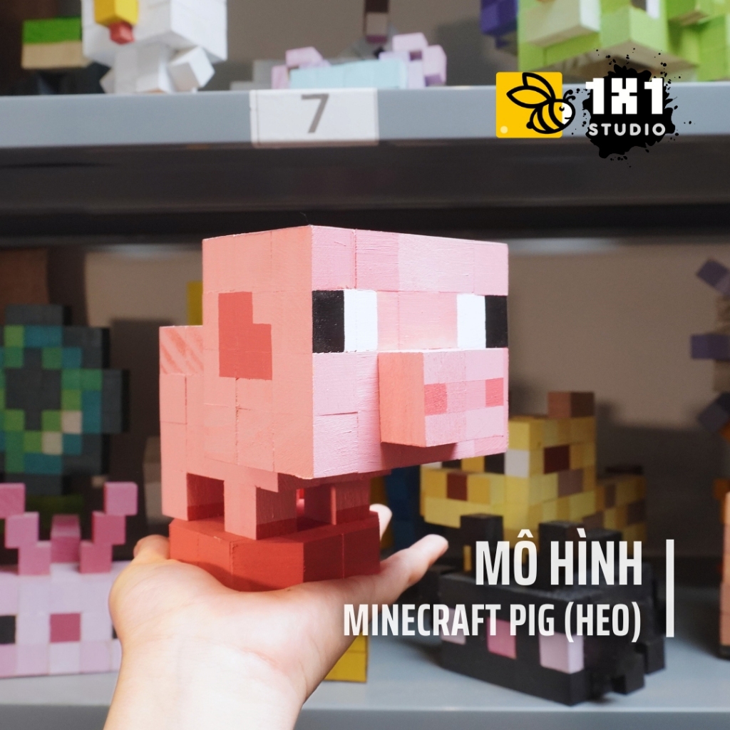Mô Hình Gỗ Minecraft Pig | Sx Thủ Công | Quà Tặng Trưng Bày Sưu Tập (Tô ...