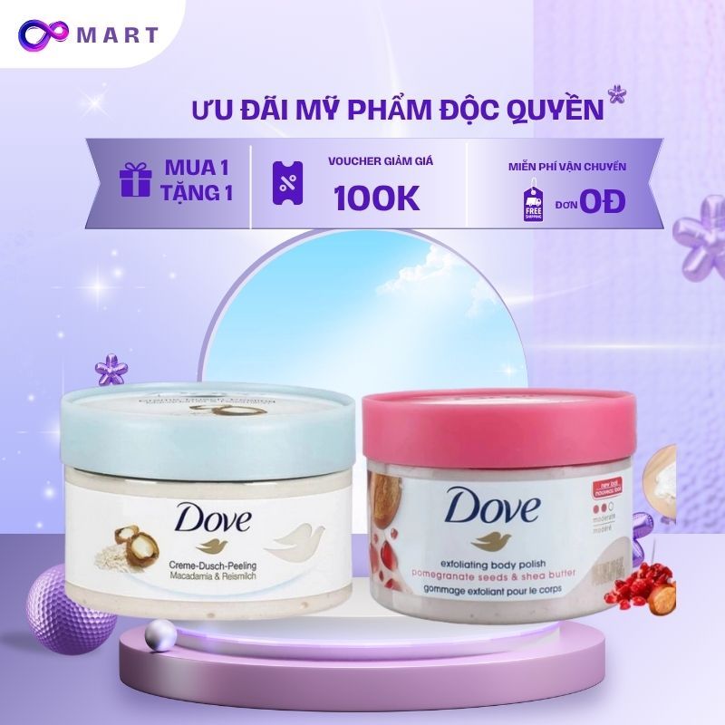 Kem Tẩy Tế Bào Chết Dove Macca Lựu Đỏ Chăm Da Sáng Mịn, Giữ Ẩm, Dưỡng ...
