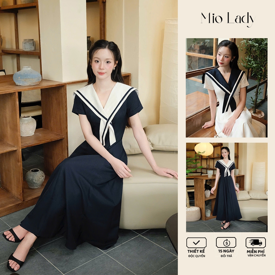 Váy Xòe Cổ Thủy Thủ Phối Viền Chất Chéo Hàn 2 Lớp Mềm Mát Trẻ Trung ...