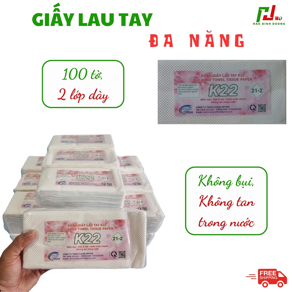 Khăn giấy lau tay K22 đa năng loại tốt dày dai 100 tờ 2 lớp | Shopee ...