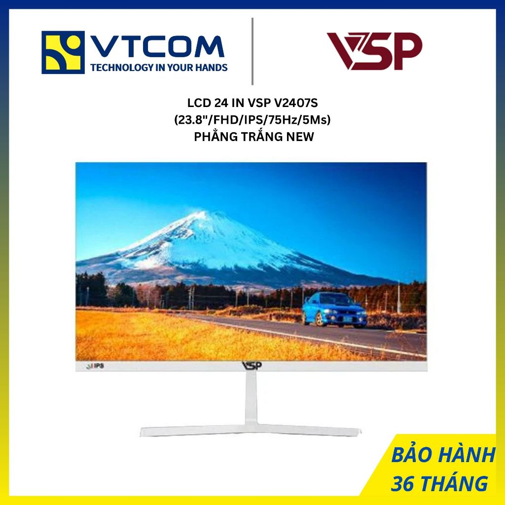 MÀN HÌNH LCD 24 INCH VSP V2407S (23.8 INCH/ FHD / IPS/ 75Hz/ 5ms) PHẲNG TRẮNG NEW | Shopee Việt Nam