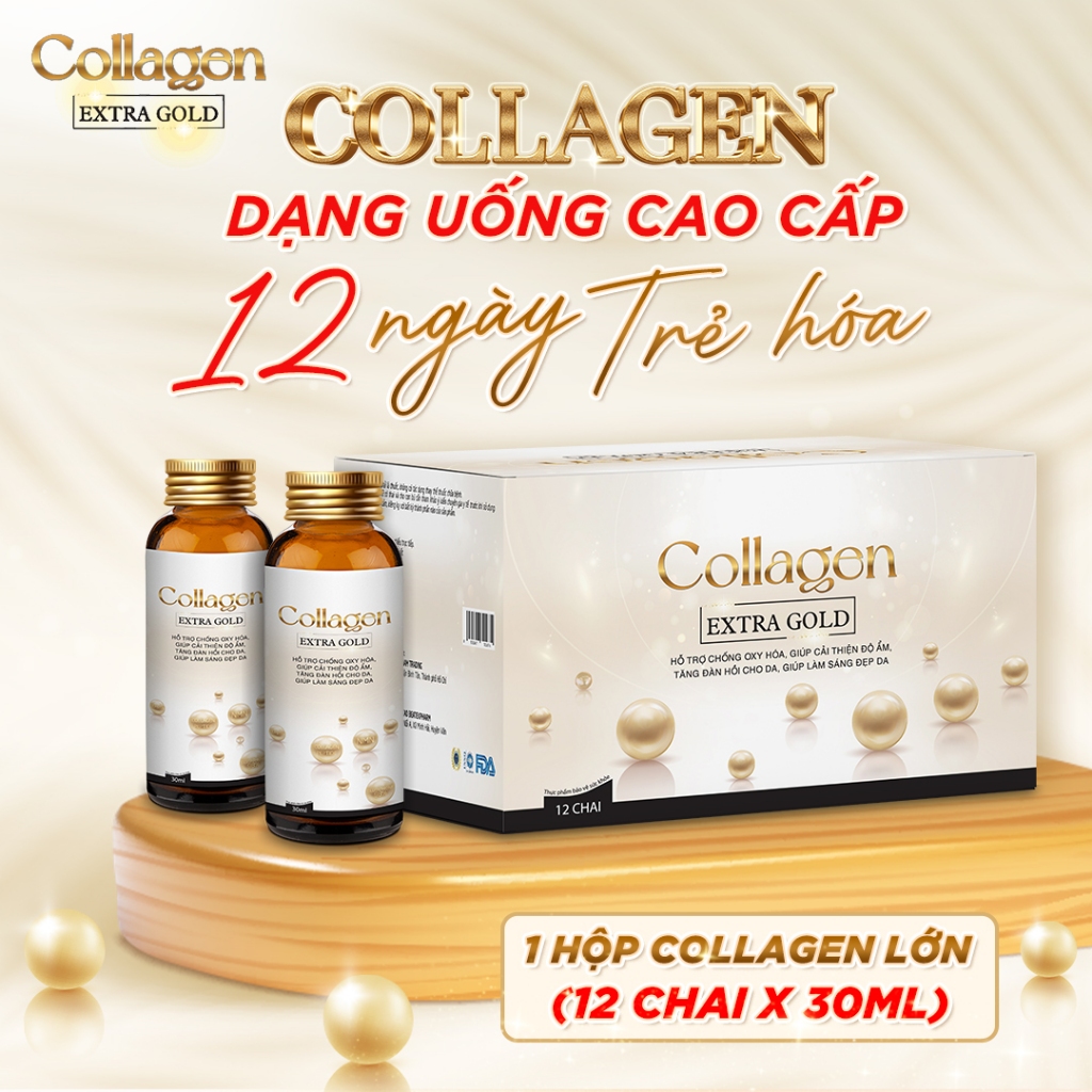 Nước uống làm đẹp Collagen Extra Gold Dạng Chai (12 chai/ hộp), Hỗ trợ ...