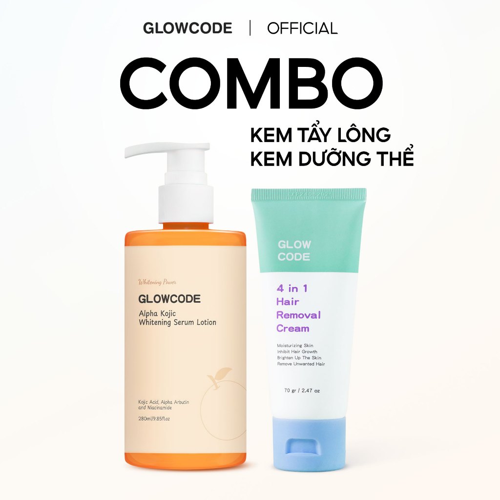 Combo 2IN1 Glowcode Kem tẩy lông và dưỡng thể hỗ trợ sáng da tẩy lông ...