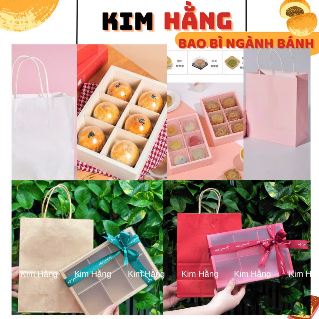 10 Hộp 6 bánh trung thu mini + túi xách giấy - Hộp đựng 6 bánh trung ...