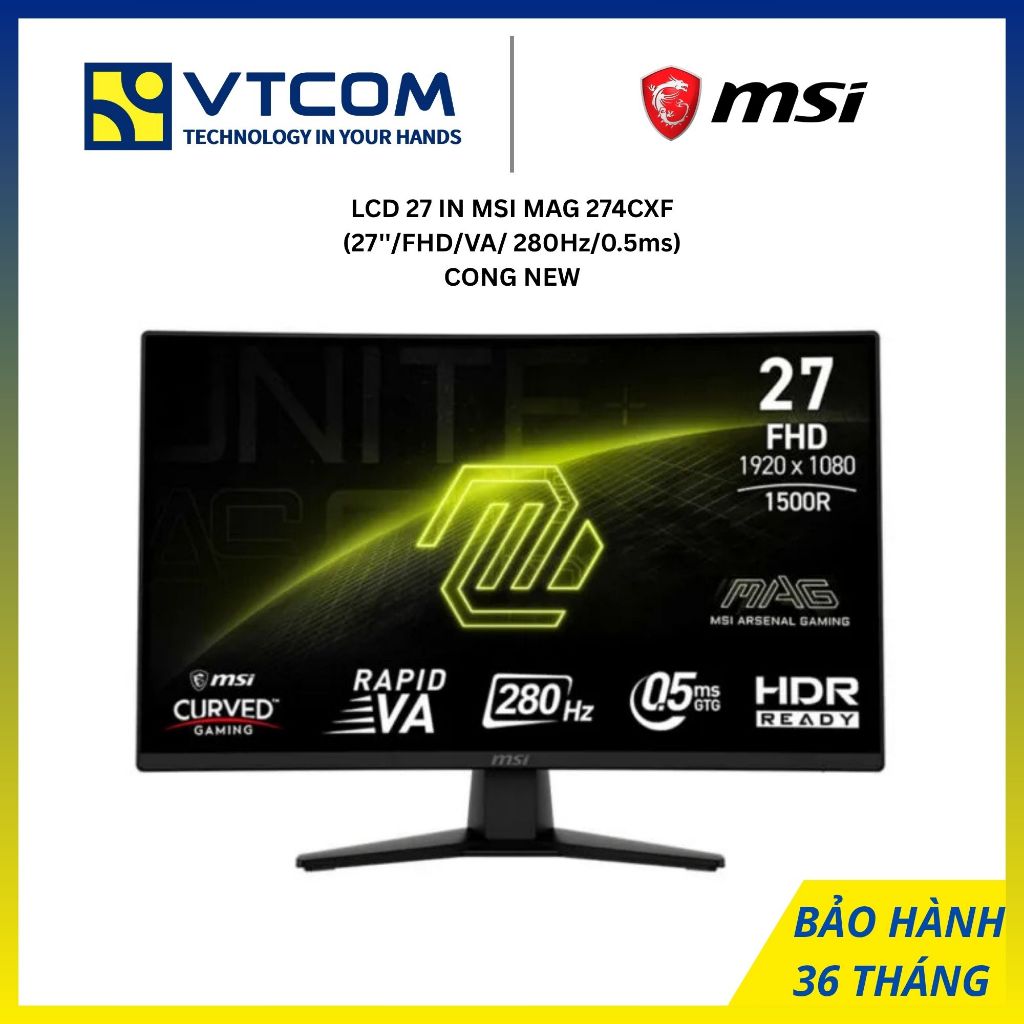 MÀN HÌNH LCD 27 INCH MSI MAG 274CXF (27 INCH/ FHD/ VA/ 280Hz/ 0.5ms ...