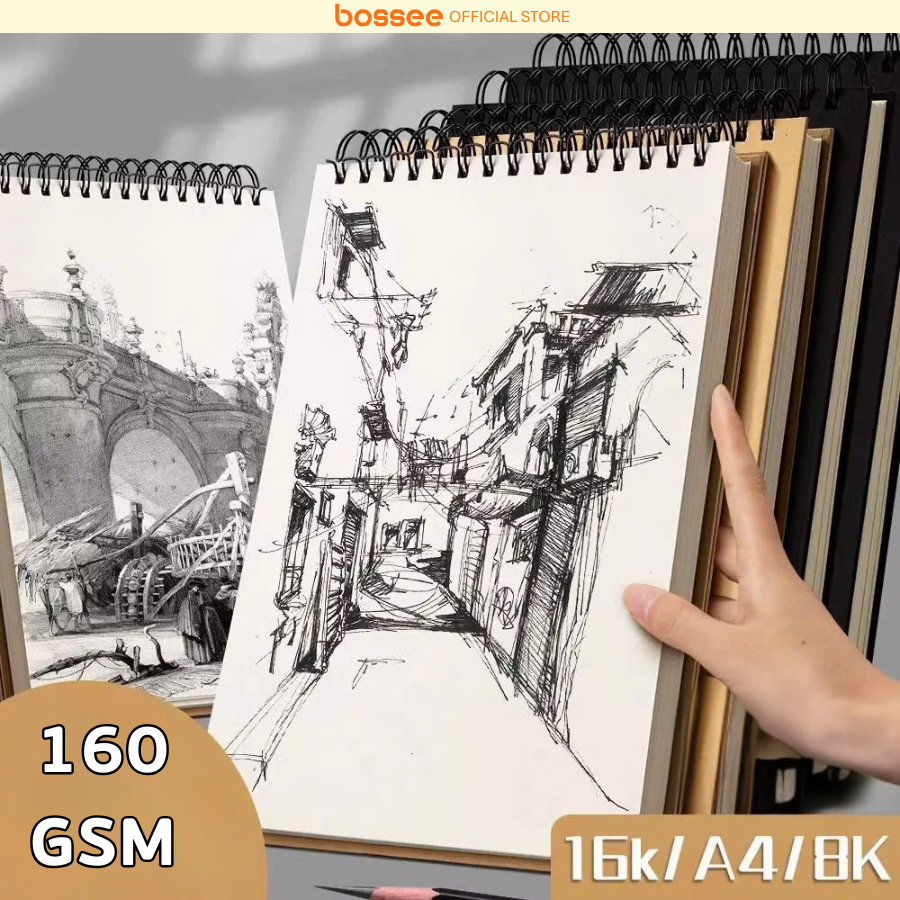 Sổ Vẽ Phác Thảo A4, 16k, 8k Sketchbook 160 GSM, Sổ 120 Trang Bìa Kraft Gáy Lò Xo Dọc | Shopee ...