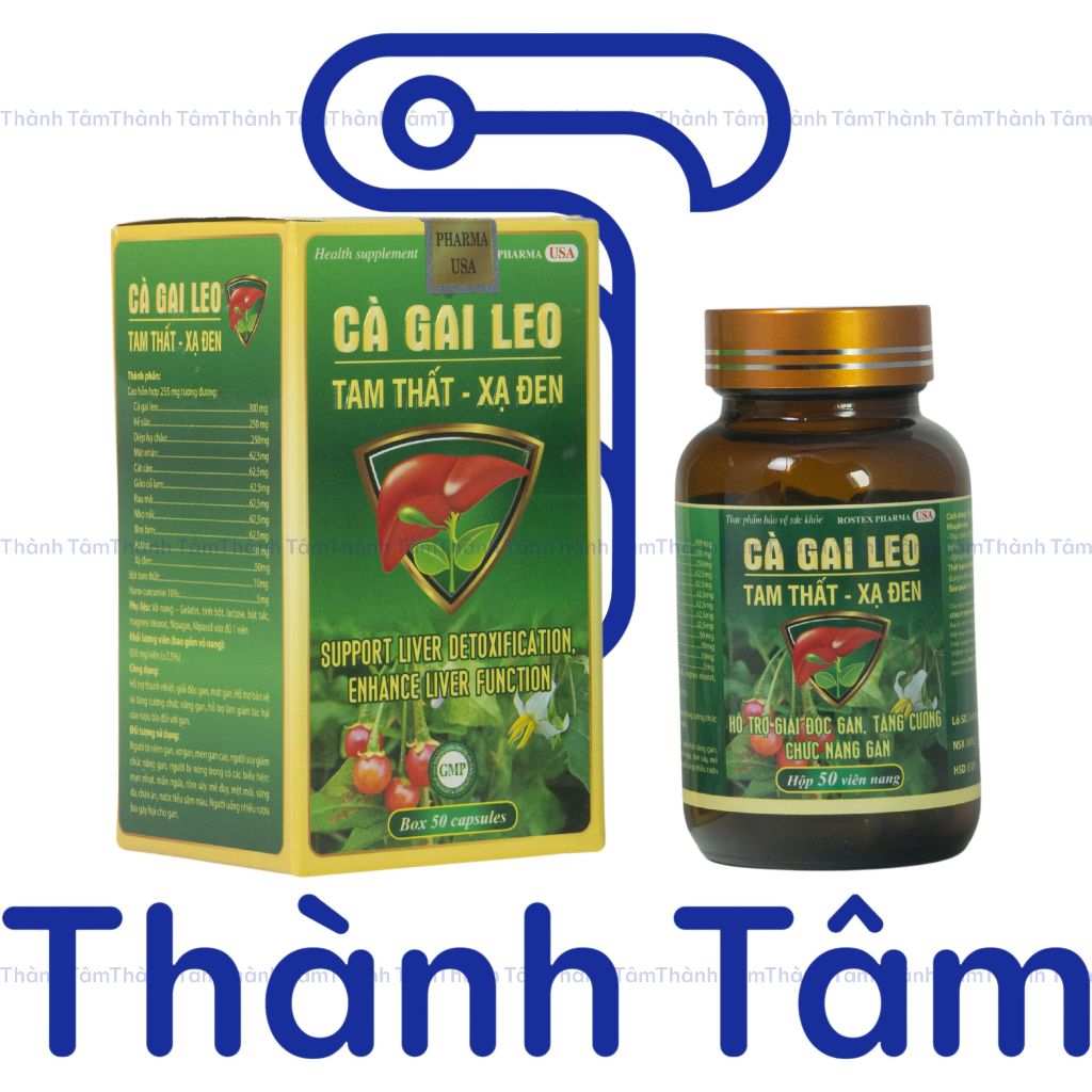 Viên uống CÀ GAI LEO TAM THẤT XẠ ĐEN 50V thanh nhiệt, thải độc, mát gan ...