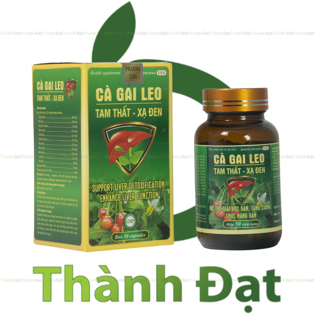 Viên uống CÀ GAI LEO TAM THẤT XẠ ĐEN 50V thanh nhiệt, thải độc, mát gan ...