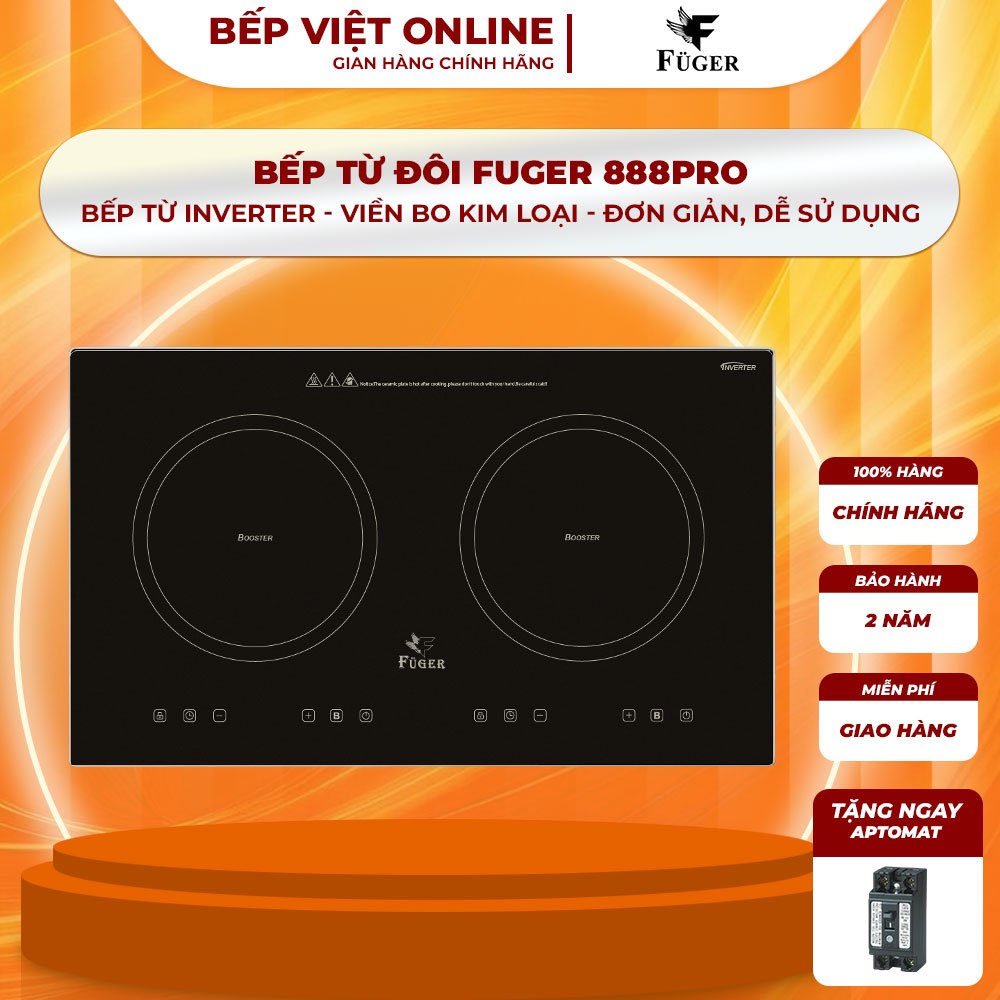 Bếp từ đôi Fuger 888PRO I FUGER 225T I Bếp từ inverter I Viền bo kim loại I Đơn giản, dễ sử dụng ...
