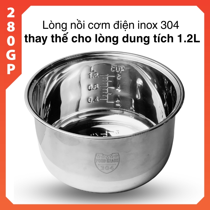 Lòng nồi cơm điện 1,2L - Lõi nồi cơm điện Inox 304 Food Grade bền đẹp ...