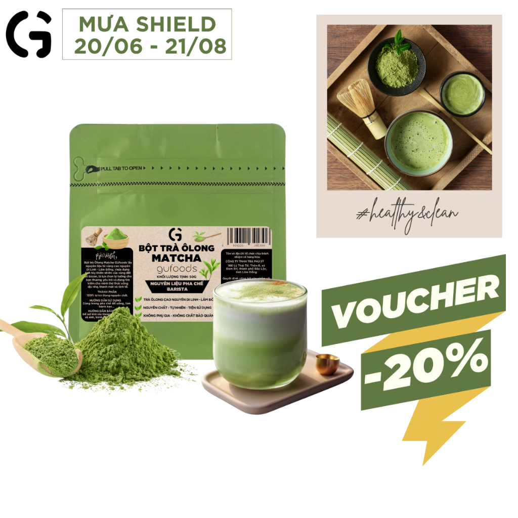 Bột Matcha trà Ôlong GUfoods - Pha chế Barista, Giàu EGCG và chất chống ...