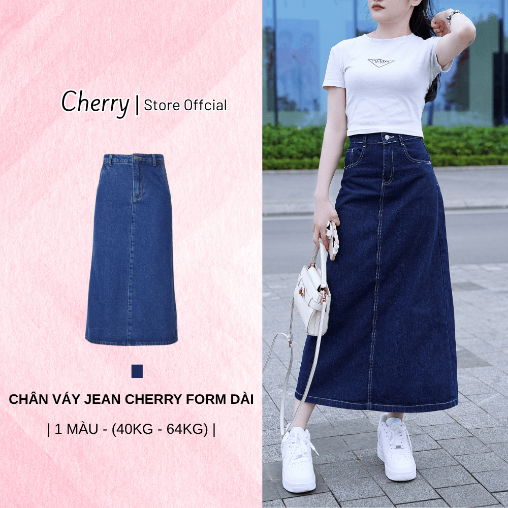 Chân váy Jean Cherry form dài chất bò mềm dáng basic cơ bản sang đẹp ...