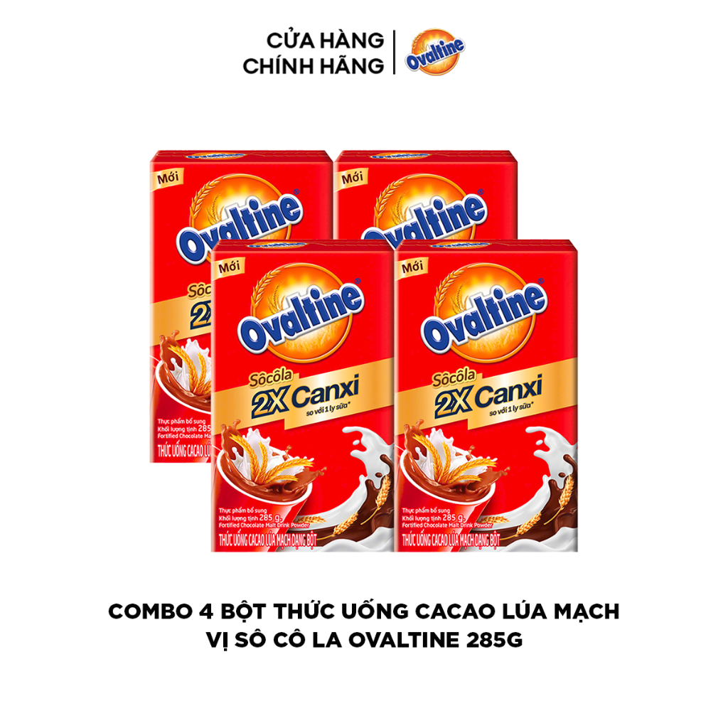 Combo 4 Bột Thức Uống Cacao Lúa Mạch Vị Sô Cô La Ovaltine 285G | Shopee Việt Nam