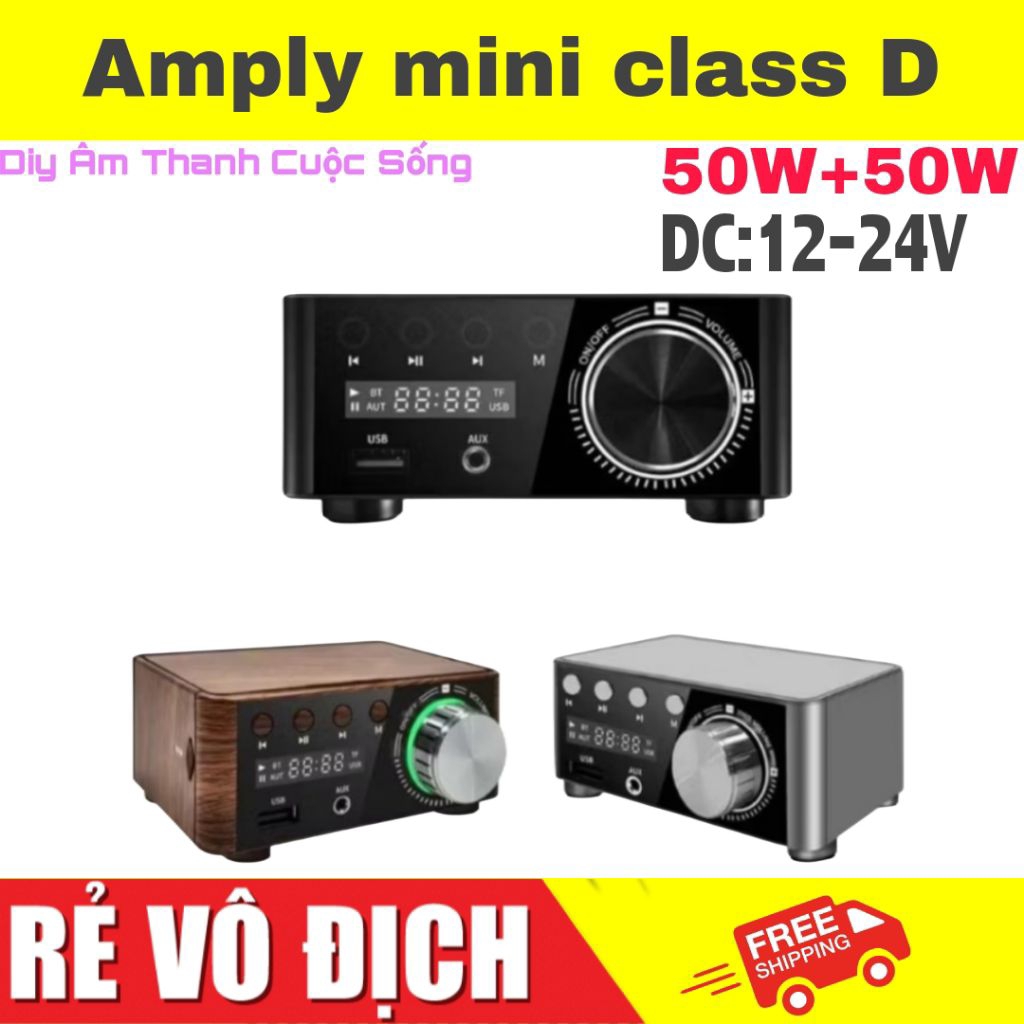 Amply mini HiFi 50W+50W Bluetooth khuếch đại âm thanh kỹ thuật số 2.0 ...