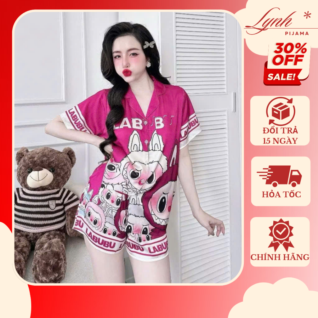 Đồ Bộ Pijama Đùi Labubu Nữ Lụa Latin Cổ Truyền Thống Cao Cấp Mềm Mịn ...
