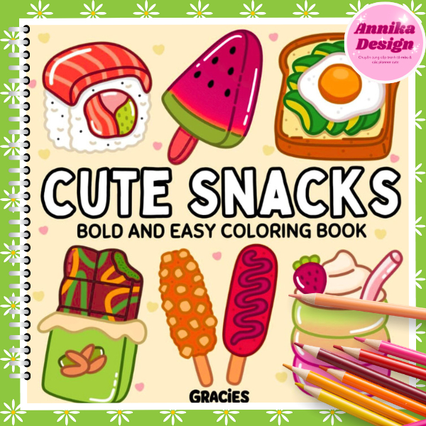Bộ tranh tô màu Cute Food dành cho các bé và người lớn giải trí thích ...