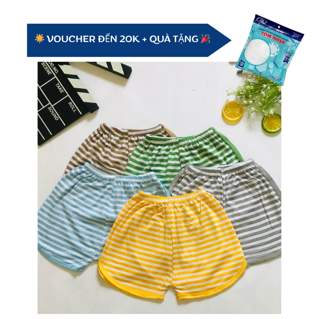 Combo Quần Đùi Kẻ Viền Cho Bé Trai Từ 3 - 15kg QC02 | Shopee Việt Nam