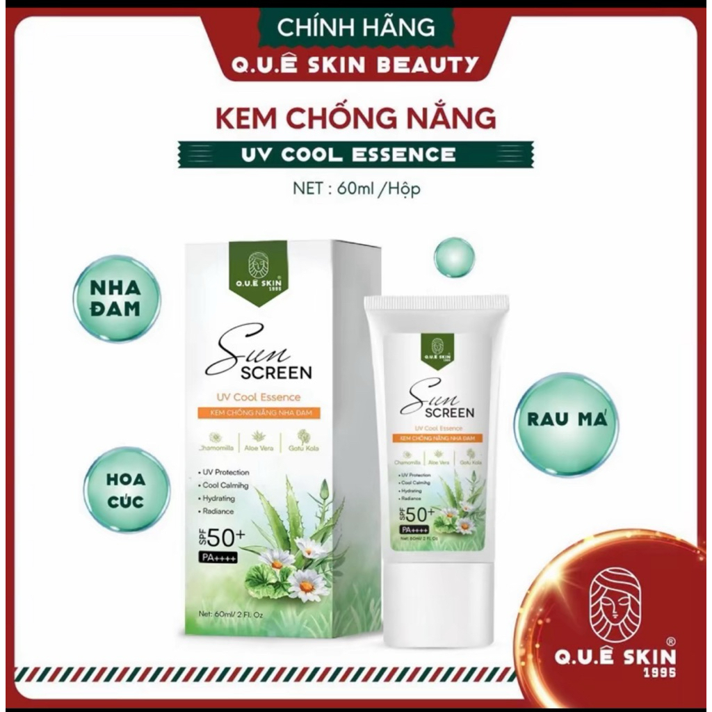 Kem Chống nắng cushion QUÊ SKIN chiết xuất Bạch cúc & rau má 60g SPF 50 ...