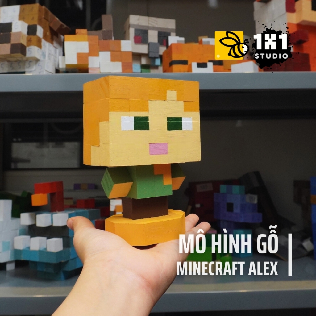 Mô Hình Gỗ Minecraft Alex size S | Sx Thủ Công | Quà Tặng Trưng Bày Sưu ...