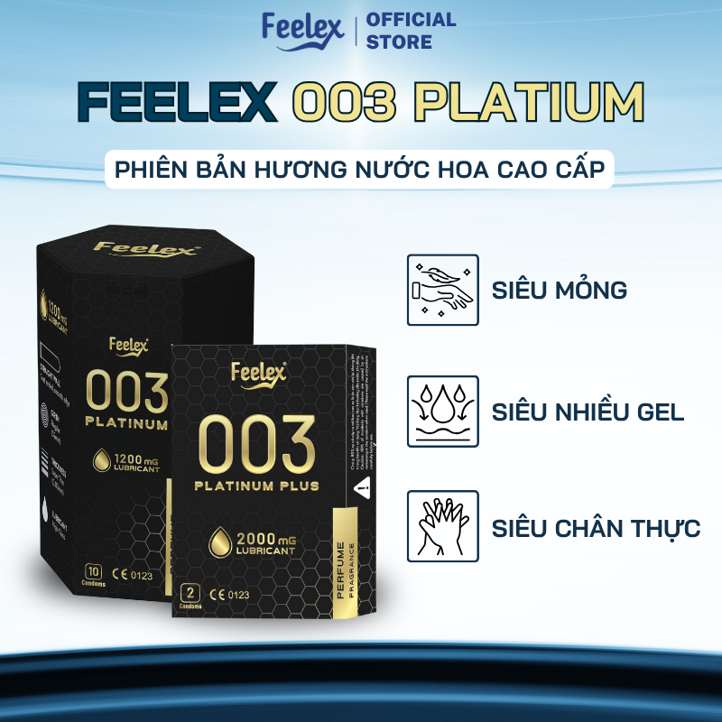 Bao cao su Feelex Platinum cao cấp siêu mỏng, nhiều gel bôi trơn - hộp ...