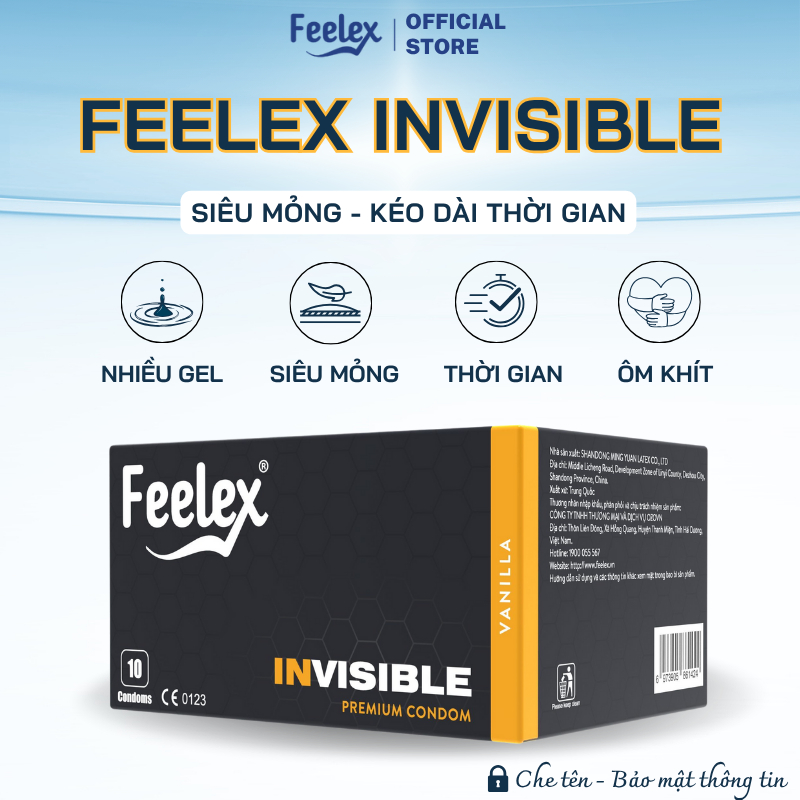 Bao cao su Feelex Premium siêu mỏng, gân gai, kéo dài thời gian, nhiều ...