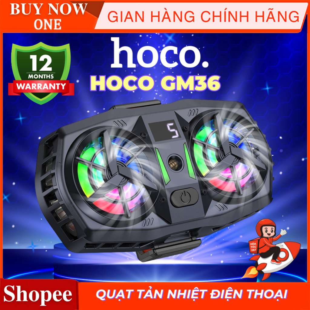 Quạt tản nhiệt điện thoại Hoco GM36, Sò lạnh kép làm mát siêu tốc âm 3 ...