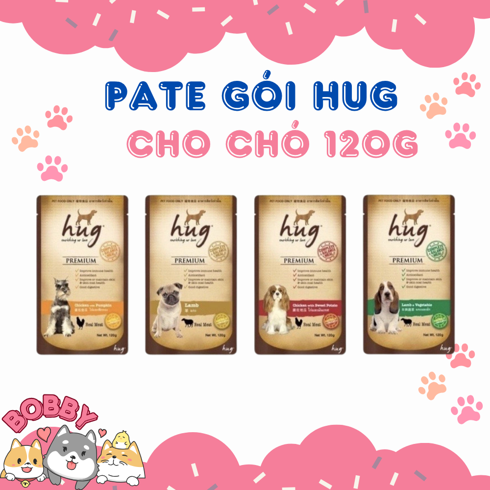 🌟🌟PATE GÓI cho chó HUG -120g (THÁI LAN) Dinh Dưỡng Tự Nhiên, Hỗ Trợ ...