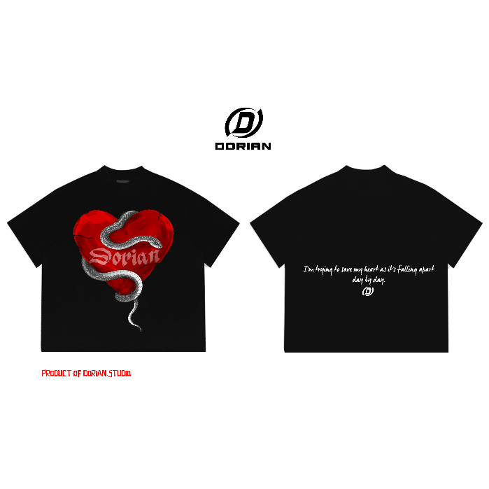 Áo Thun Boxy Dorian Heart&Snake - Black & White- FORM BOXY - 100% ...