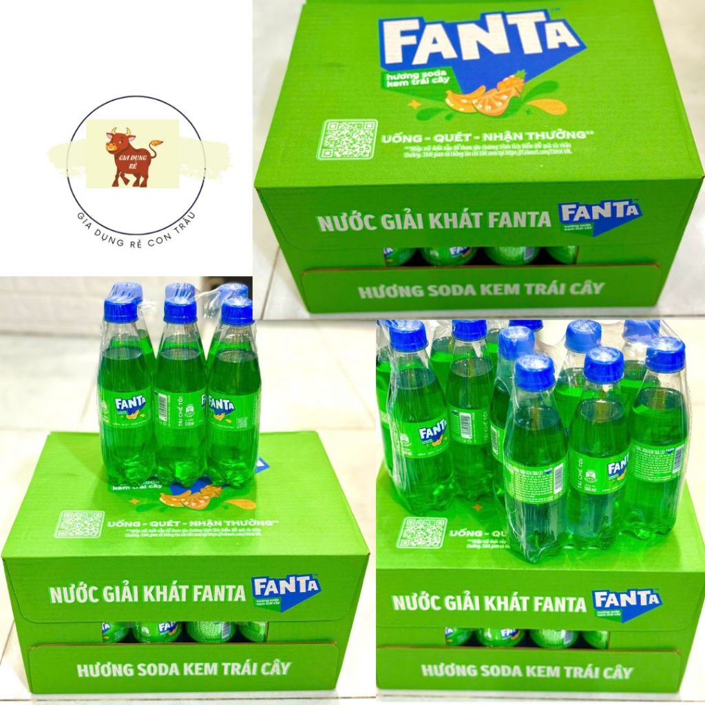 Thùng 24 Chai Nước Ngọt Giải Khát Có Gas Fanta vị Soda Kem 300ml/chai ...
