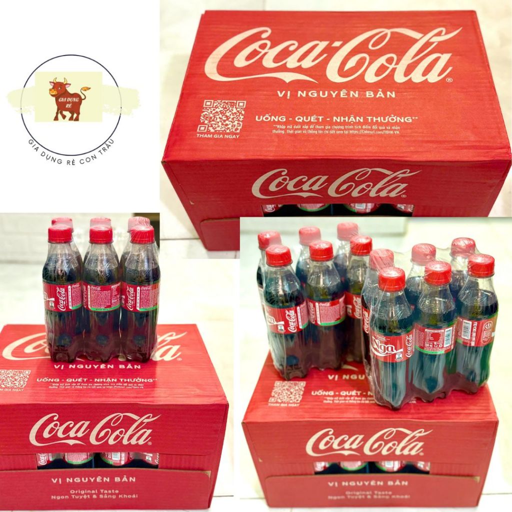 Thùng 24 Chai Nước Ngọt Giải Khát có gas Coca-Cola Vị Nguyên Bản 300ml ...