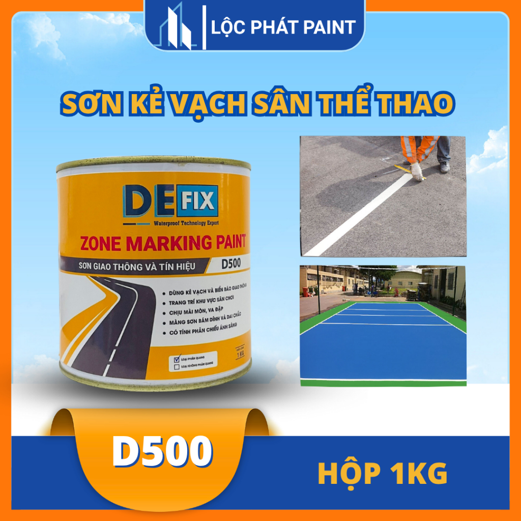 DEFIX (hộp 1kg) - Sơn kẻ vạch sân bóng chuyền, cầu lông, sân thể thao ...