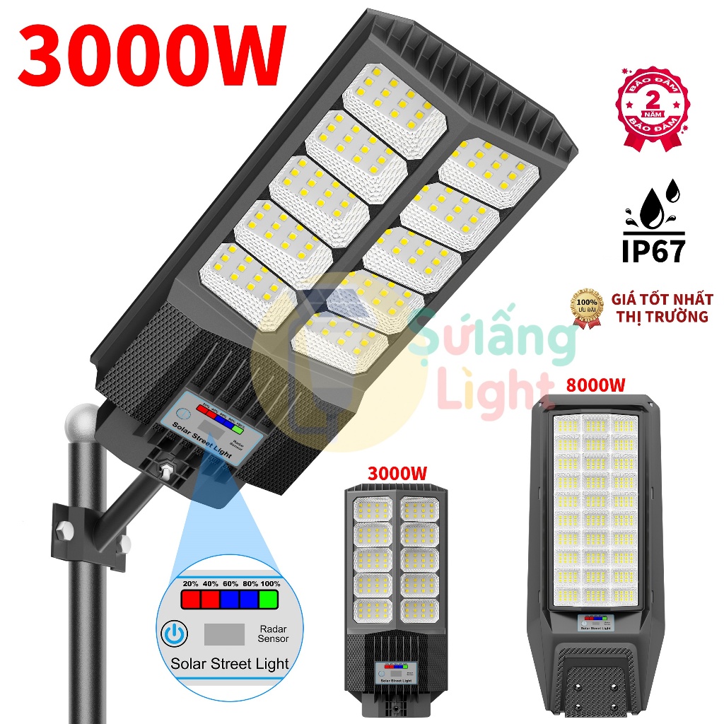 Đèn Năng Lượng Mặt Trời Siêu Sáng Loại Pha Năng Lượng Thế Hệ Mới 3000-8000W Hành 2 Năm | Shopee ...