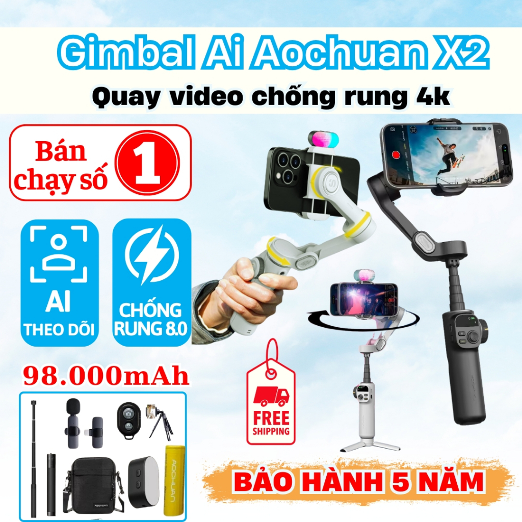 Gimbal điện thoại smart X2, gậy gimbal chống rung 360 độ, bản nâng cấp ...