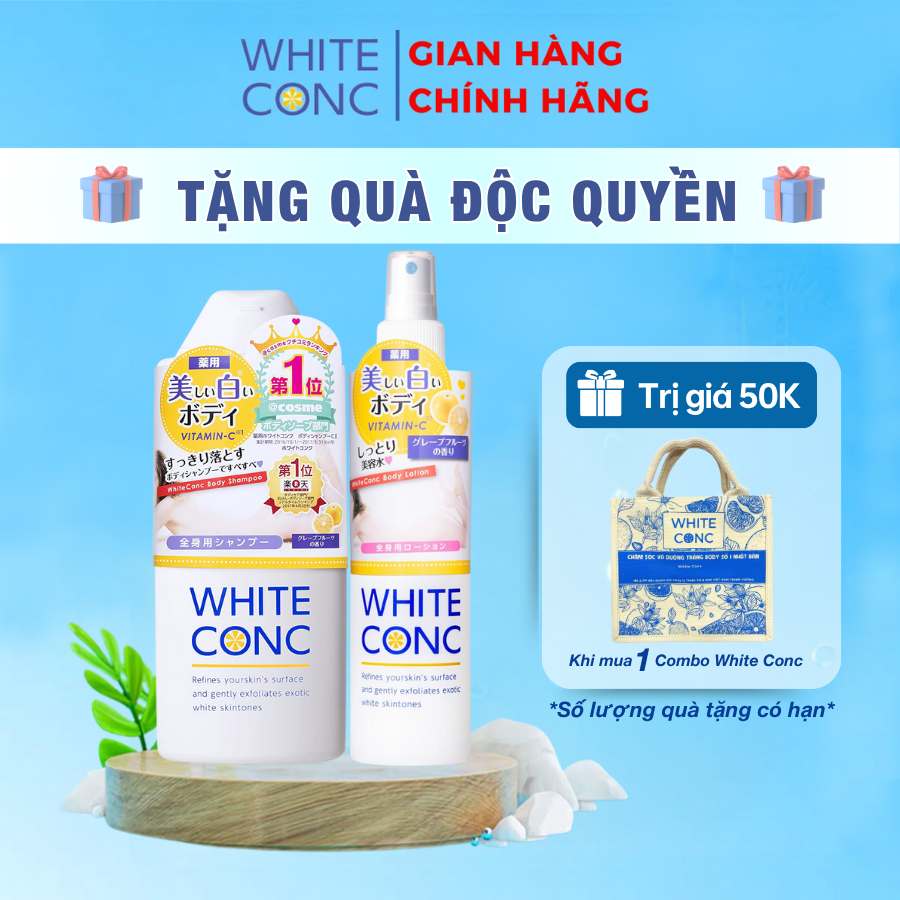 Combo Sữa tắm trắng da White Conc 360ml và Xịt dưỡng trắng da White ...
