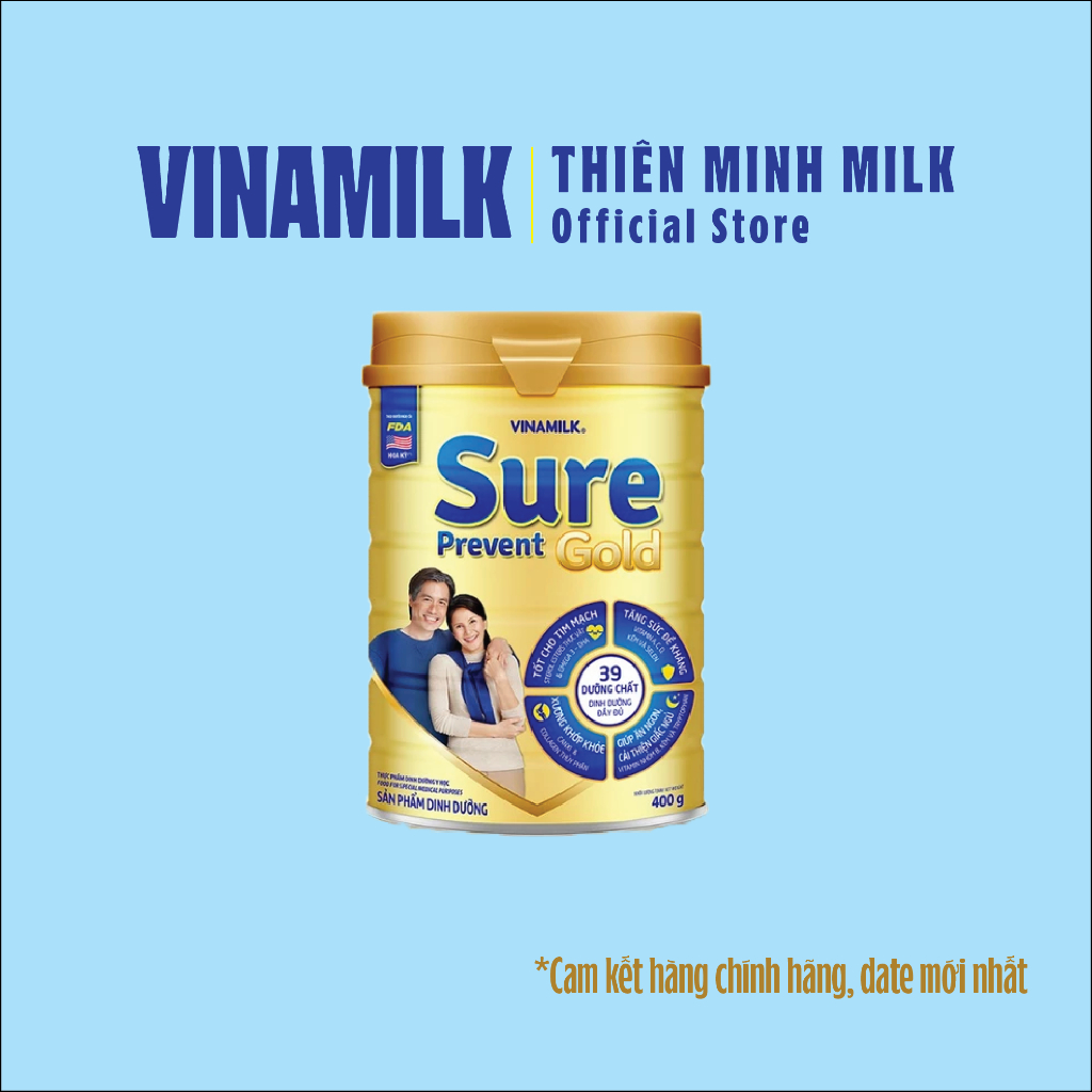 Sữa bột cho người lớn tuổi Vinamilk Sure Prevent Gold Hộp thiếc 400g ...