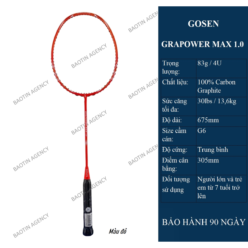 Vợt cầu lông GOSEN - GRAPOWER MAX 1.0, tấn công, carbon, nhẹ | Shopee ...