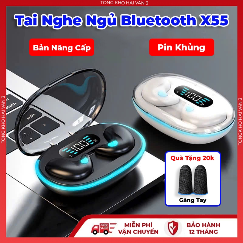 Tai Nghe Bluetooth Ngủ X55, Tai Nghe Không Dây X55 Pro Mẫu Mới Mỏng Nhẹ Nằm Ngủ, Micro Tích Hợp ...